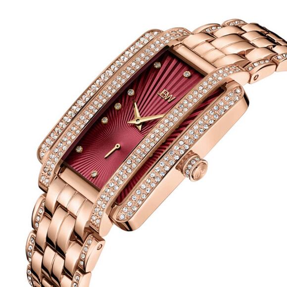 Jbw | Jewelry | Jbw Mink Quartz Diamond Red Dial Gold Rosegold Band ...